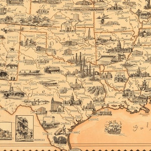 Pictorial Map of United States of America. Vintage Home Décor ...