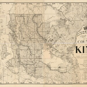 Map of King County, Washington, WT, 1888. Vintage Restoration Hardware ...