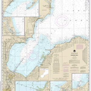 Nautical Charts of Saginaw Bay, Port Austin and Caseville Harbor ...