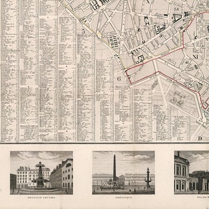 Map of Paris, France, 1843. Restoration Hardware Home Deco Style Old ...