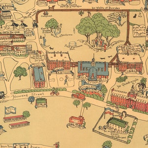 Map of Wheaton College, MA. Vintage Home Deco Style Old Wall ...