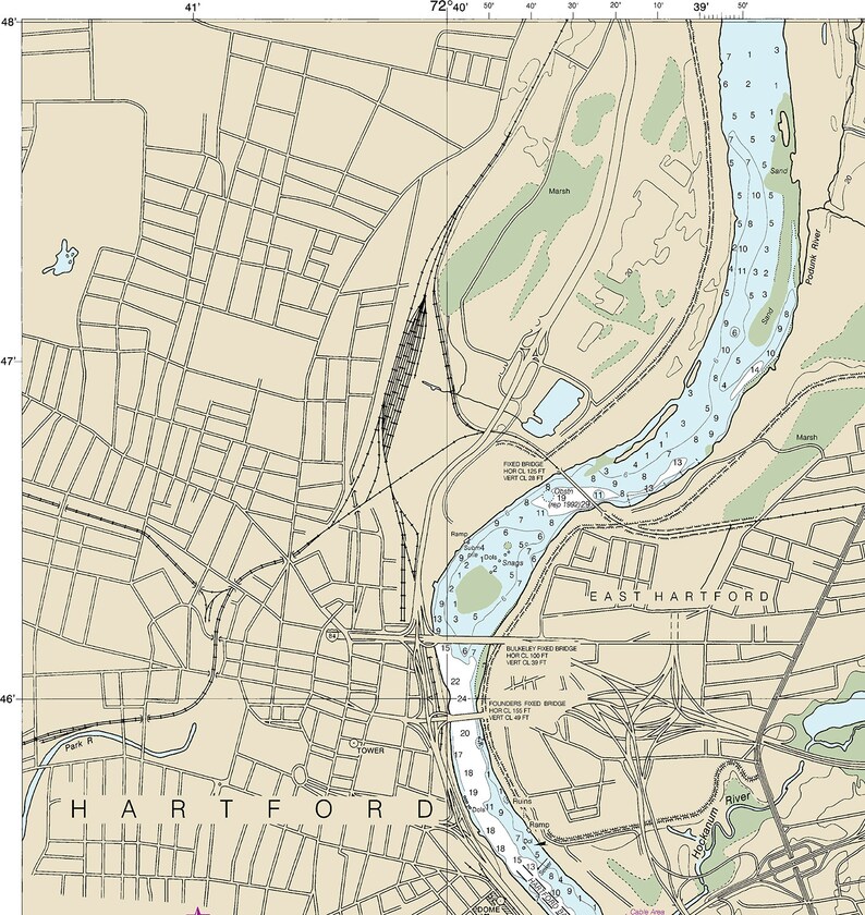 Nautical Charts of Connecticut River Booking Rock to | Etsy