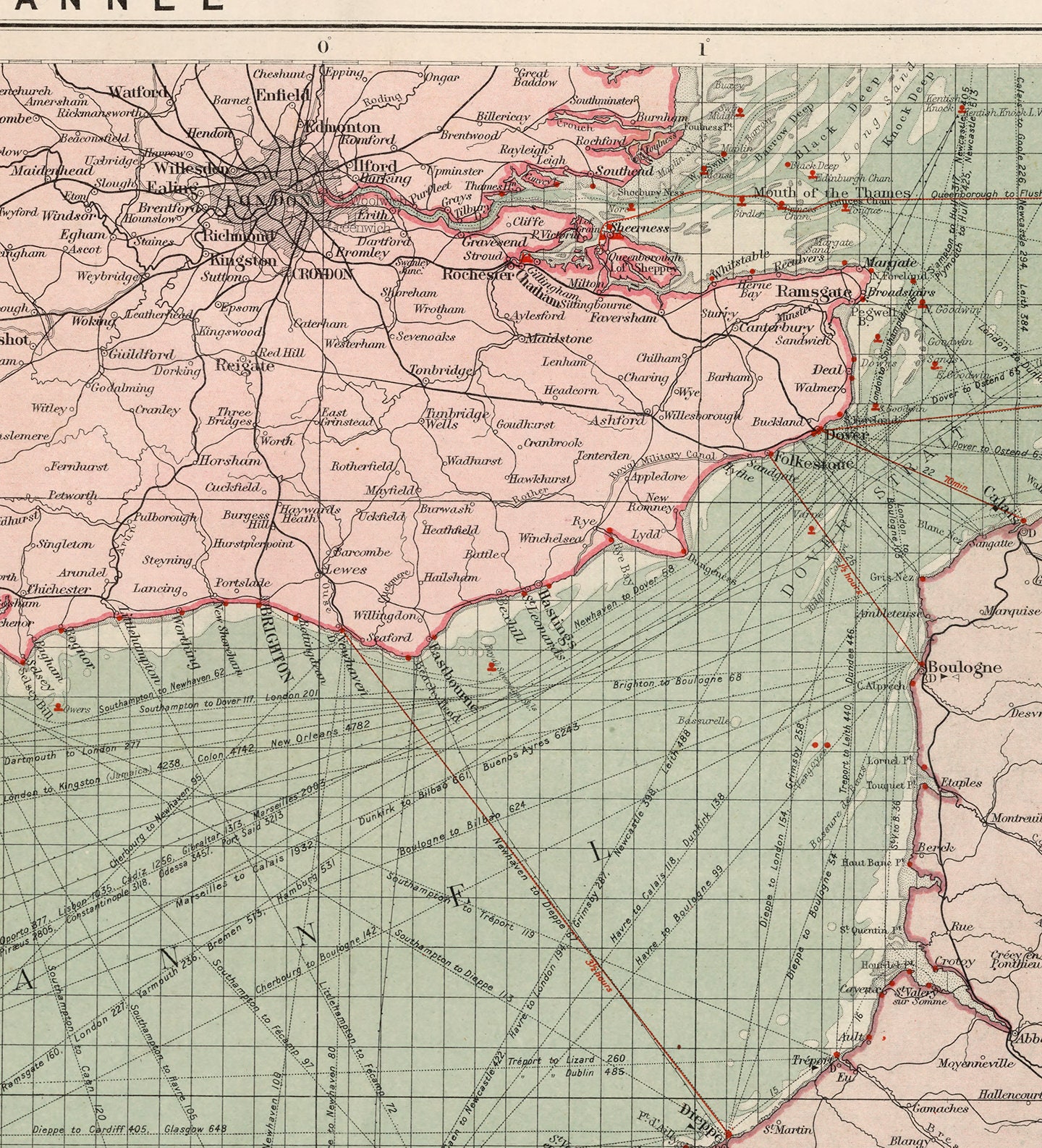 Nautical Chart of the English Channel 1905. Vintage Home Deco | Etsy
