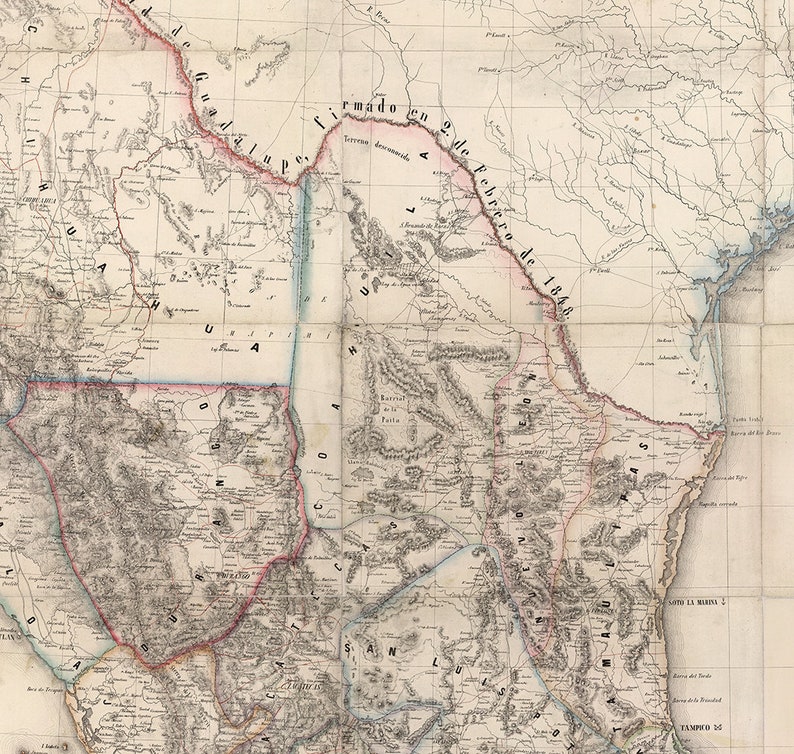 Map of Mexico 1863. Carta General De La Republica Mexicana. Vintage ...