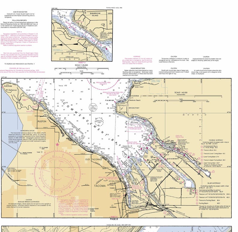 Puget Sound to Olympia Nautical Chart – NOAA 18445 Washington Map ...