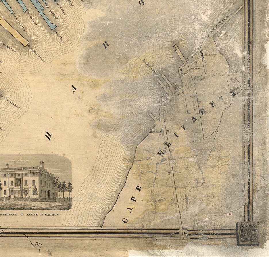 Map of Portland Cumberland County Maine ME 1851. Vintage | Etsy