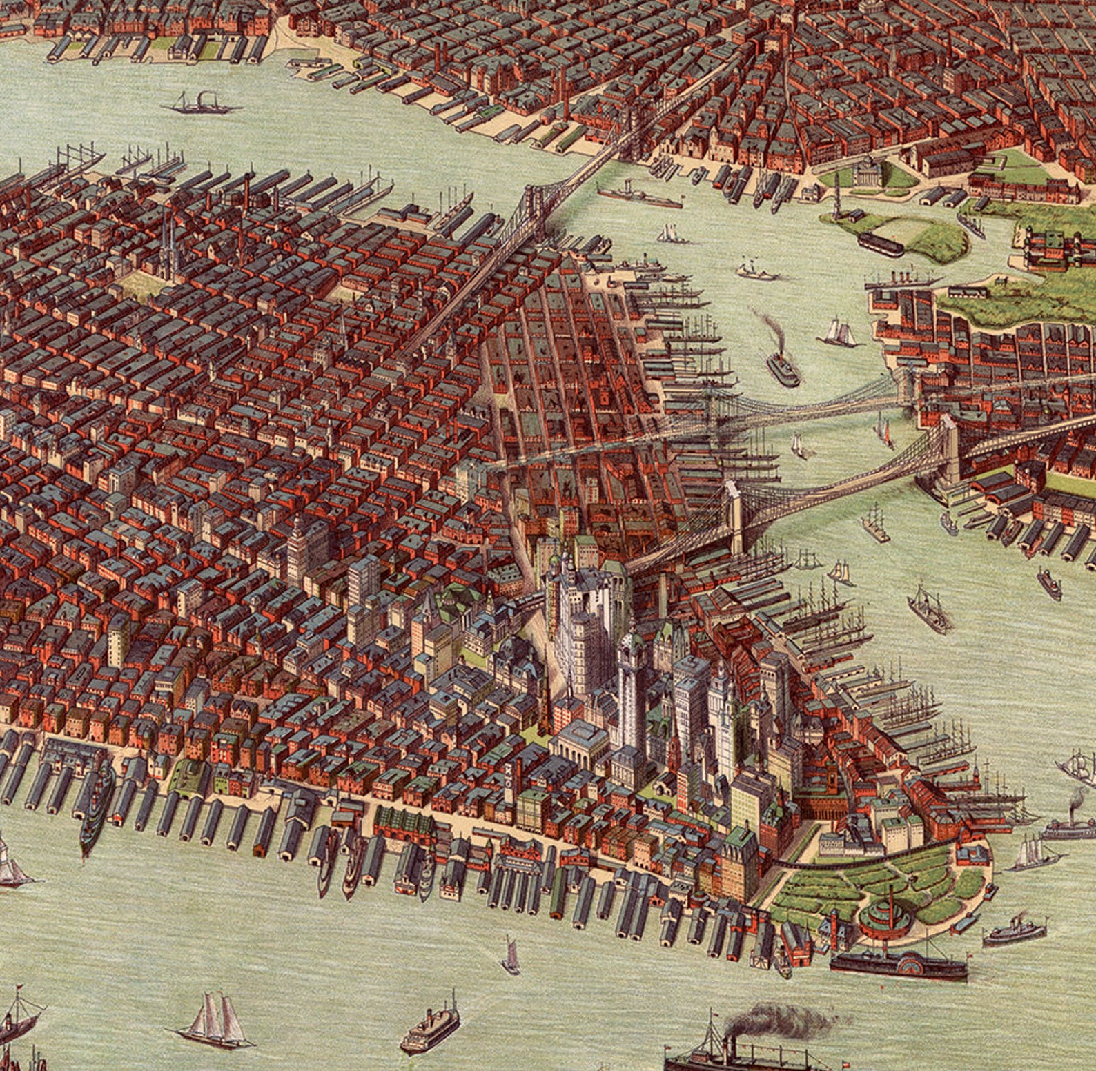 Pictorial Map of the New York, 1908. Vintage Restoration Hardware Home ...