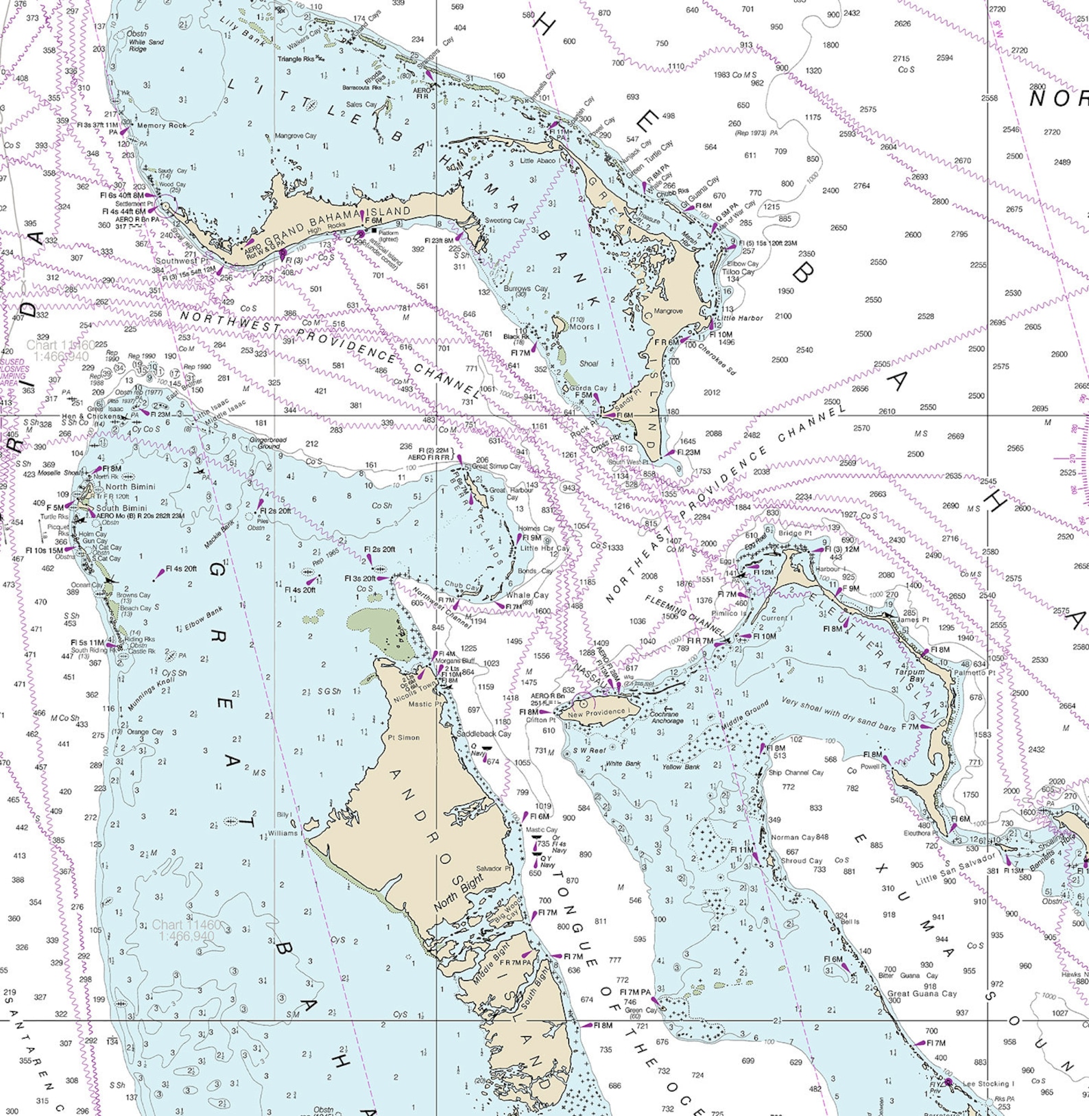 Nautical Charts of Straits of Florida and Approaches Atlantic | Etsy