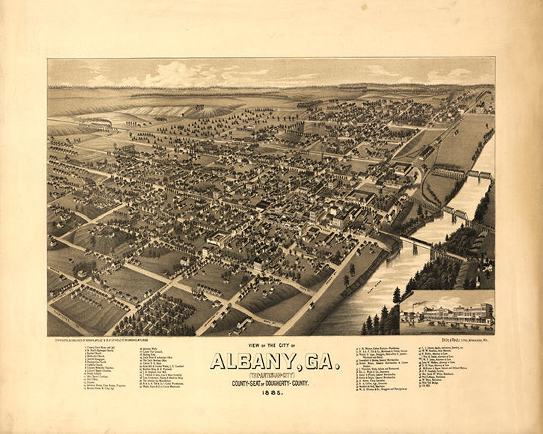 Map of Albany, the Artesian City, Georgia. Dougherty County 1885 ...