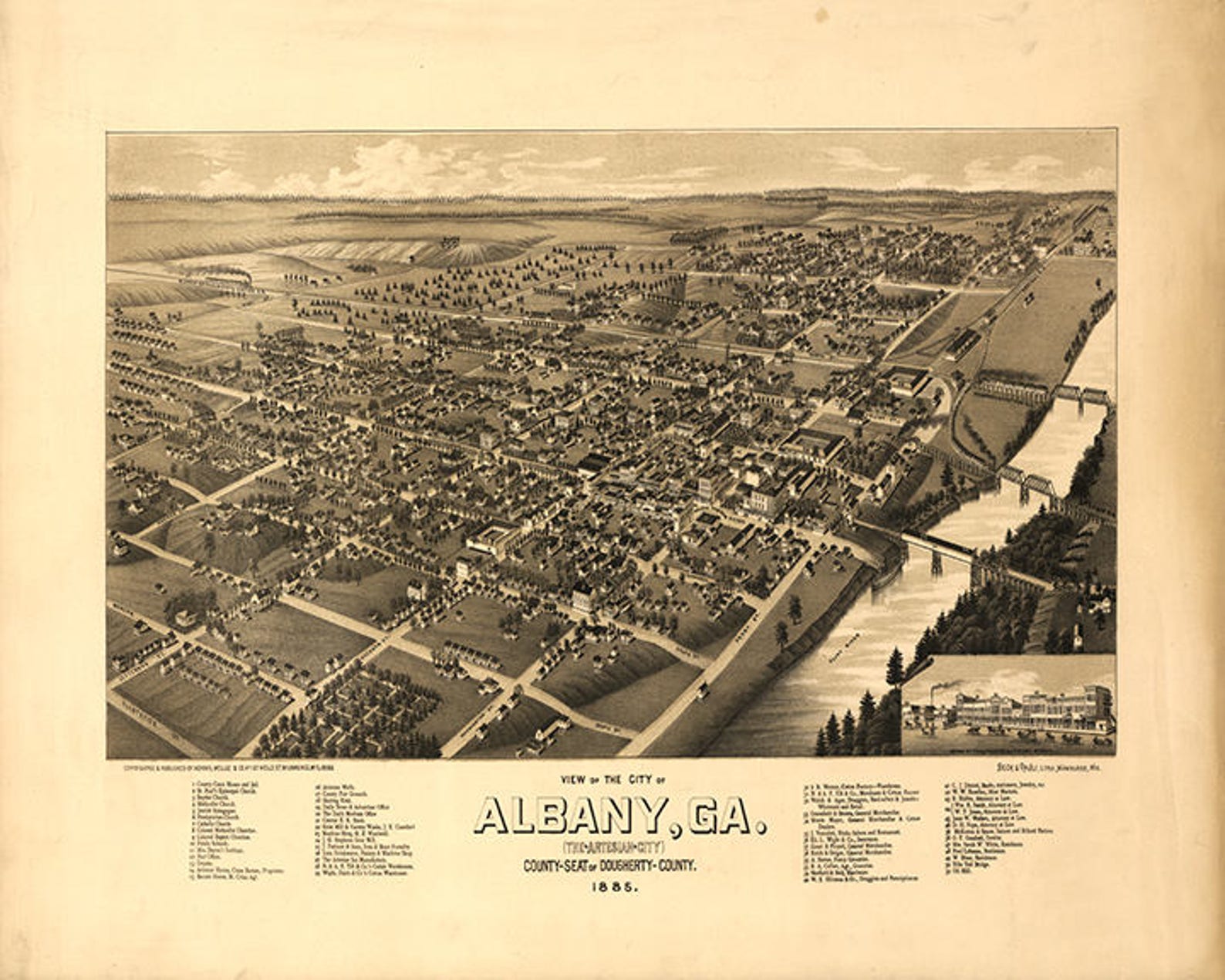 Map of Albany the Artesian City Georgia. Dougherty County | Etsy