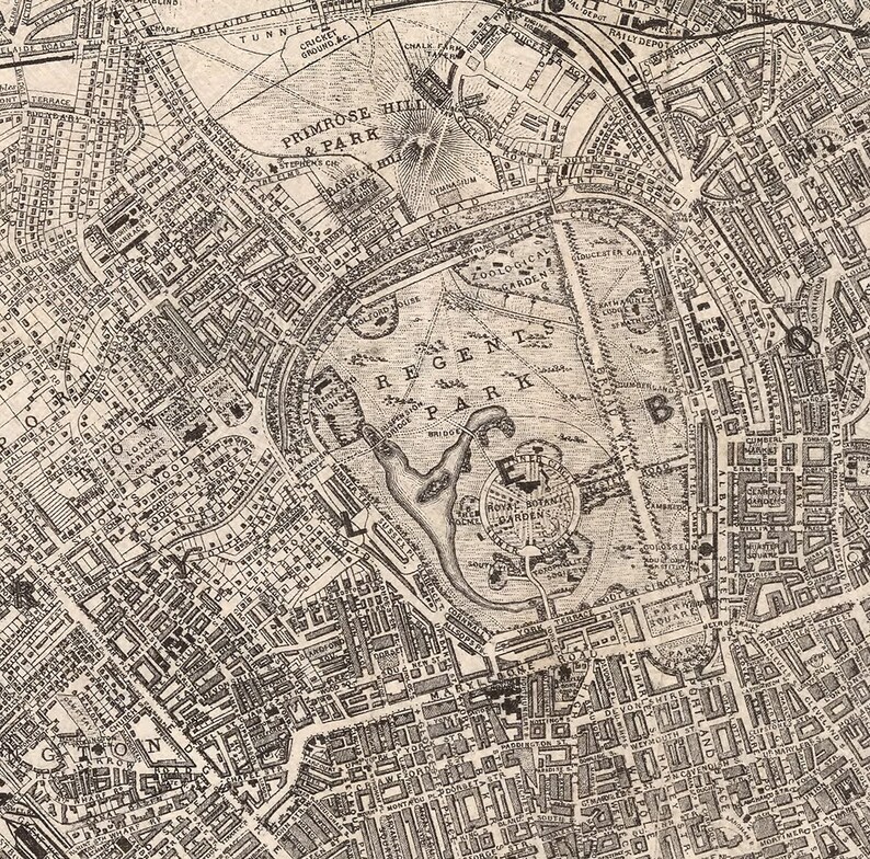 Map of London 1823. Vintage Reproduction Deco Style Map | Etsy