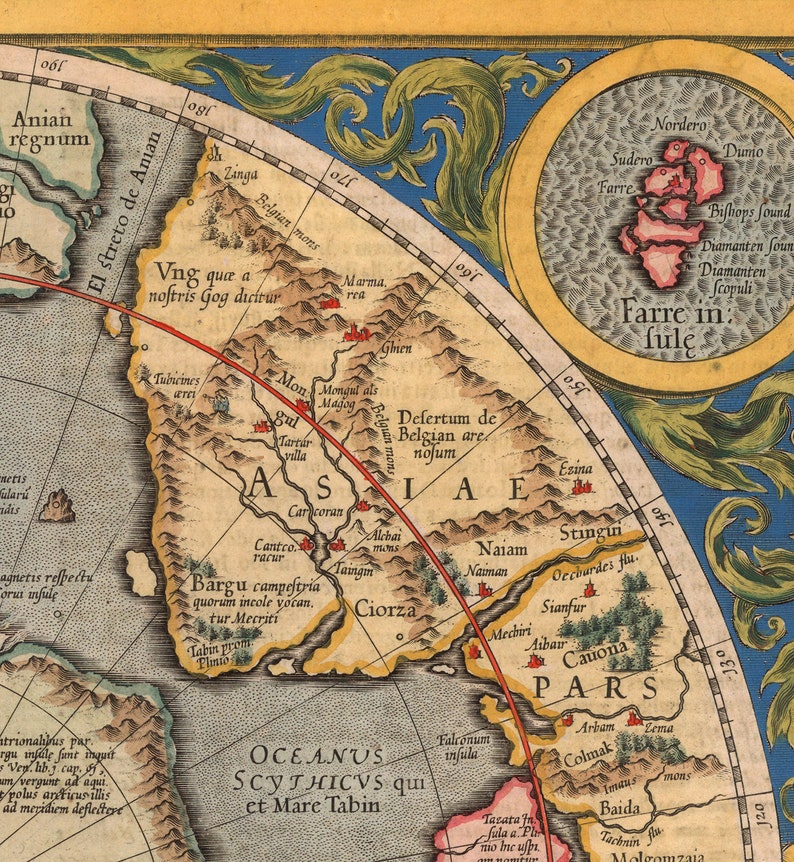 Map of 1595 Flat Earth Map Septentrionalium Terrarum North - Etsy