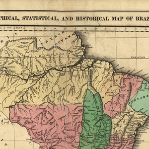 Map of Brazil Included Geographical, Statistical, and Historical Info ...