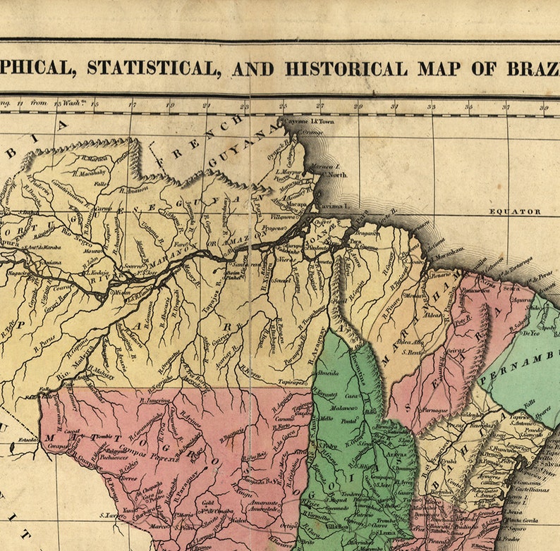 Map of Brazil Included Geographical Statistical and - Etsy