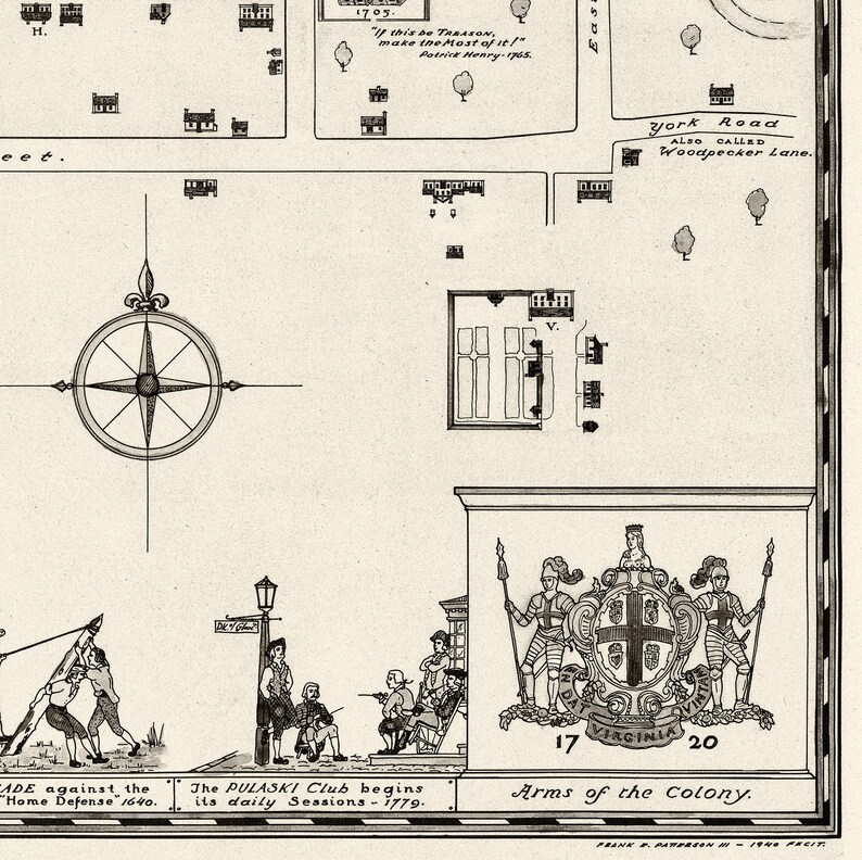 Map of Colonial Williamsburg, Virginia. Reproduction Map. - Etsy