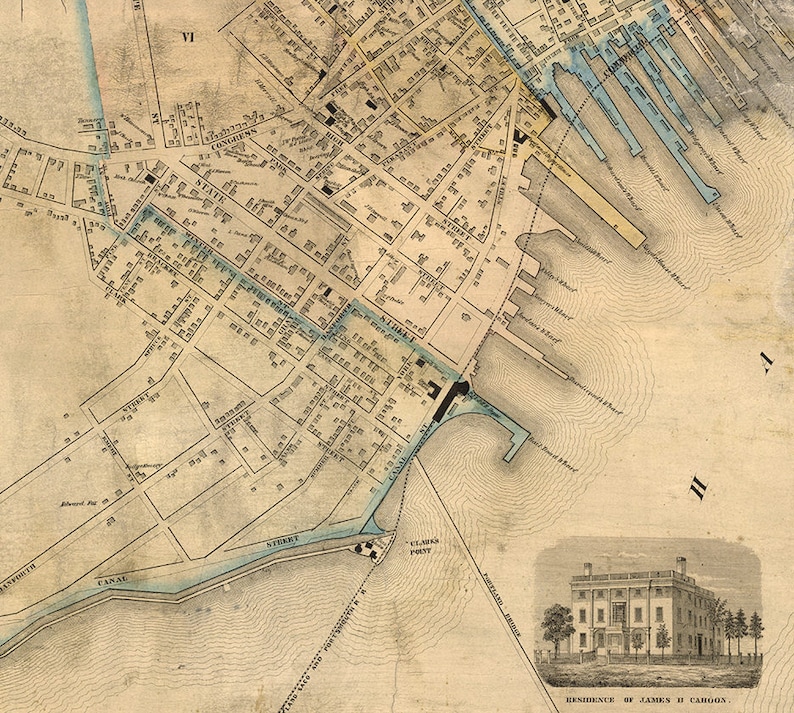 Map of Portland Cumberland County Maine ME 1851. Vintage - Etsy