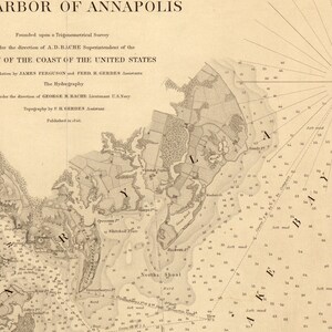 Nautical Charts of Annapolis Harbor, Maryland, MD. 1846 Coast Survey ...
