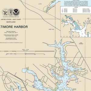 Nautical Charts of Baltimore Harbor Maryland 12281 Patapsco Marley Neck ...