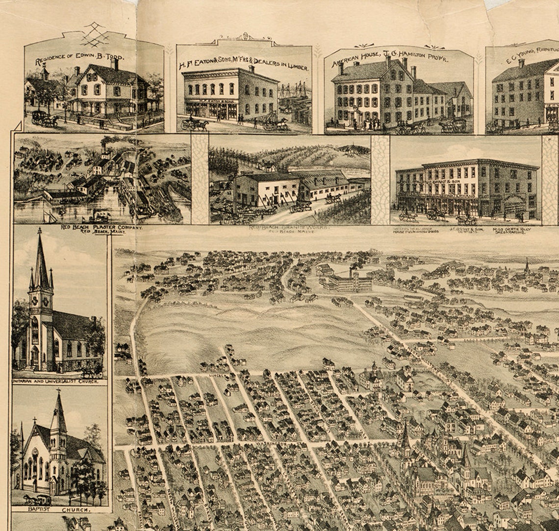 Map of St. Stephen New Brunswick and Calais Maine 1889. | Etsy