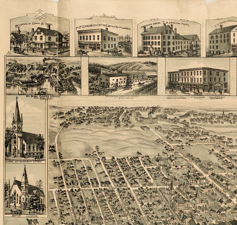 Map of St. Stephen, New Brunswick and Calais, Maine 1889. Restoration ...