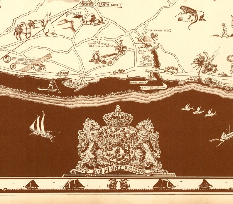 Map of Aruba. Home Deco Style Old Wall Vintage Reproduction - Etsy