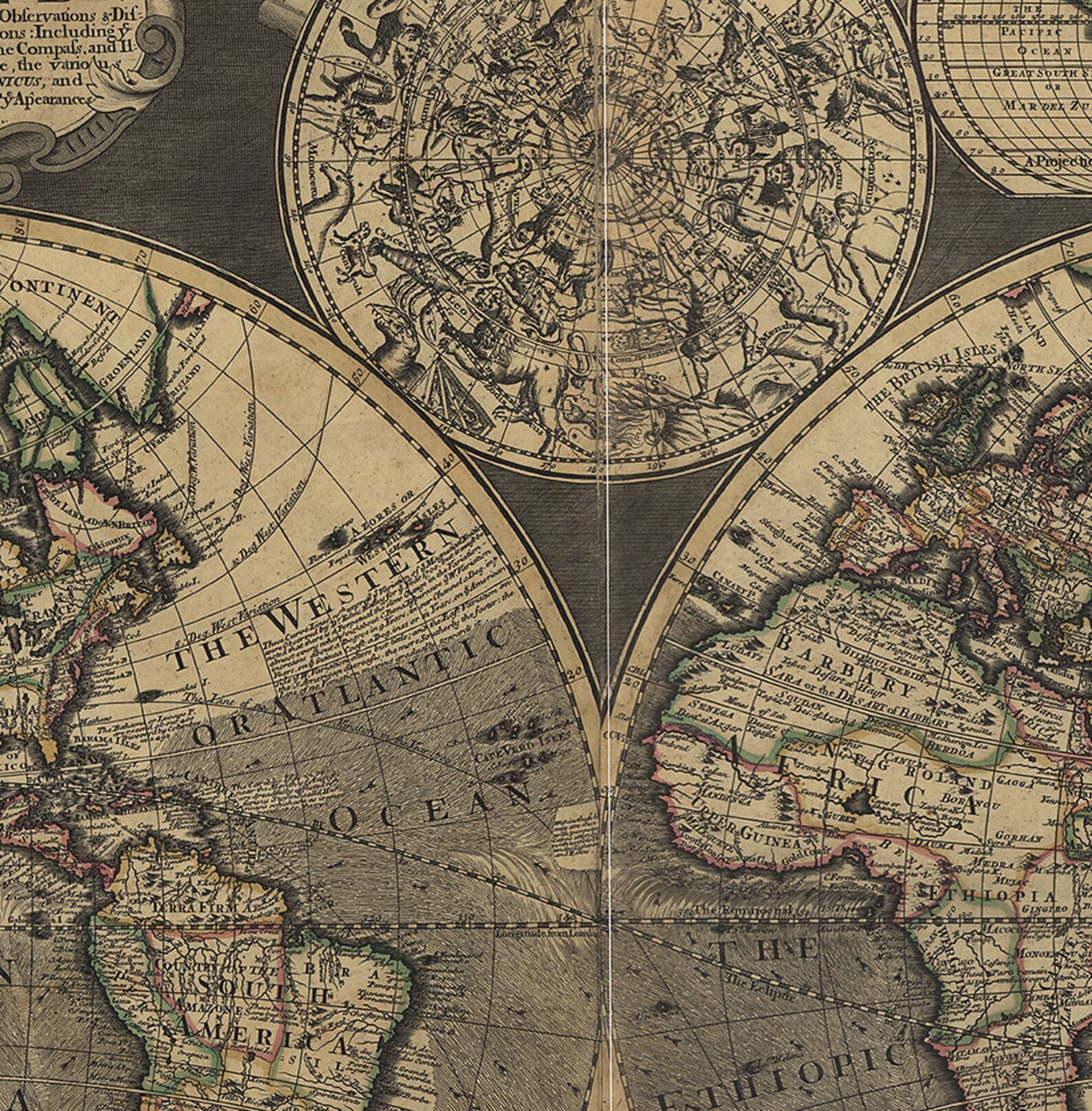 World Map of 1709 by Herman Moll. Restoration Hardware Home Deco Style ...
