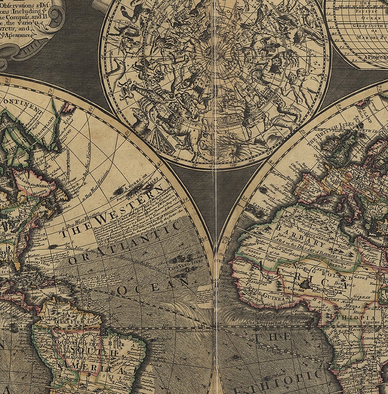 World Map of 1709 by Herman Moll. Restoration Hardware Home - Etsy