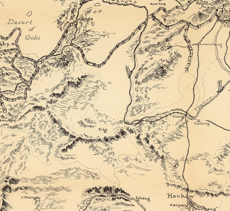 The historic Map of China 1932. Vintage restoration hardware | Etsy