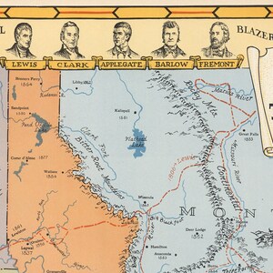 Map of Old Oregon Territory 1848. Vintage Home Deco Style Old Wall ...