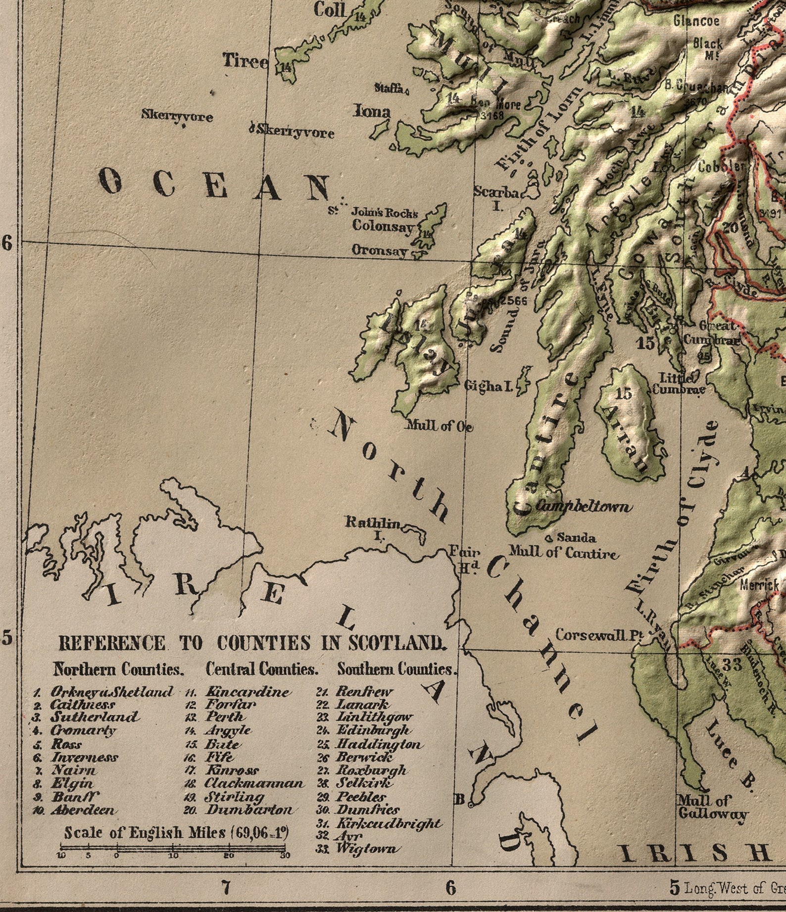 Map of Scotland, 1880. Vintage Home Deco Style Old Wall Reproduction ...