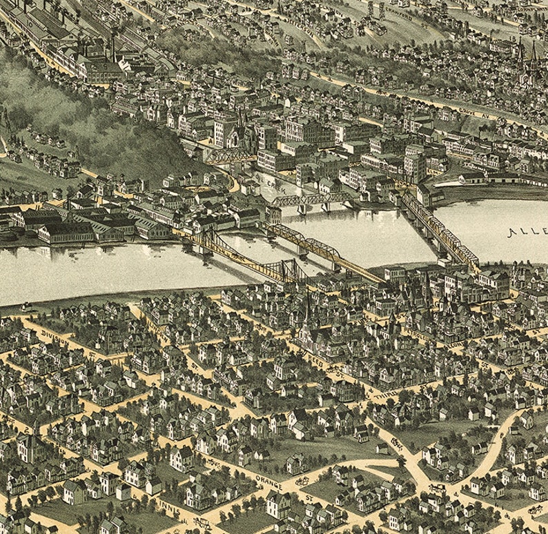 Oil City, Pennsylvania (PA) 1896 Aerial Views Historical Vintage ...