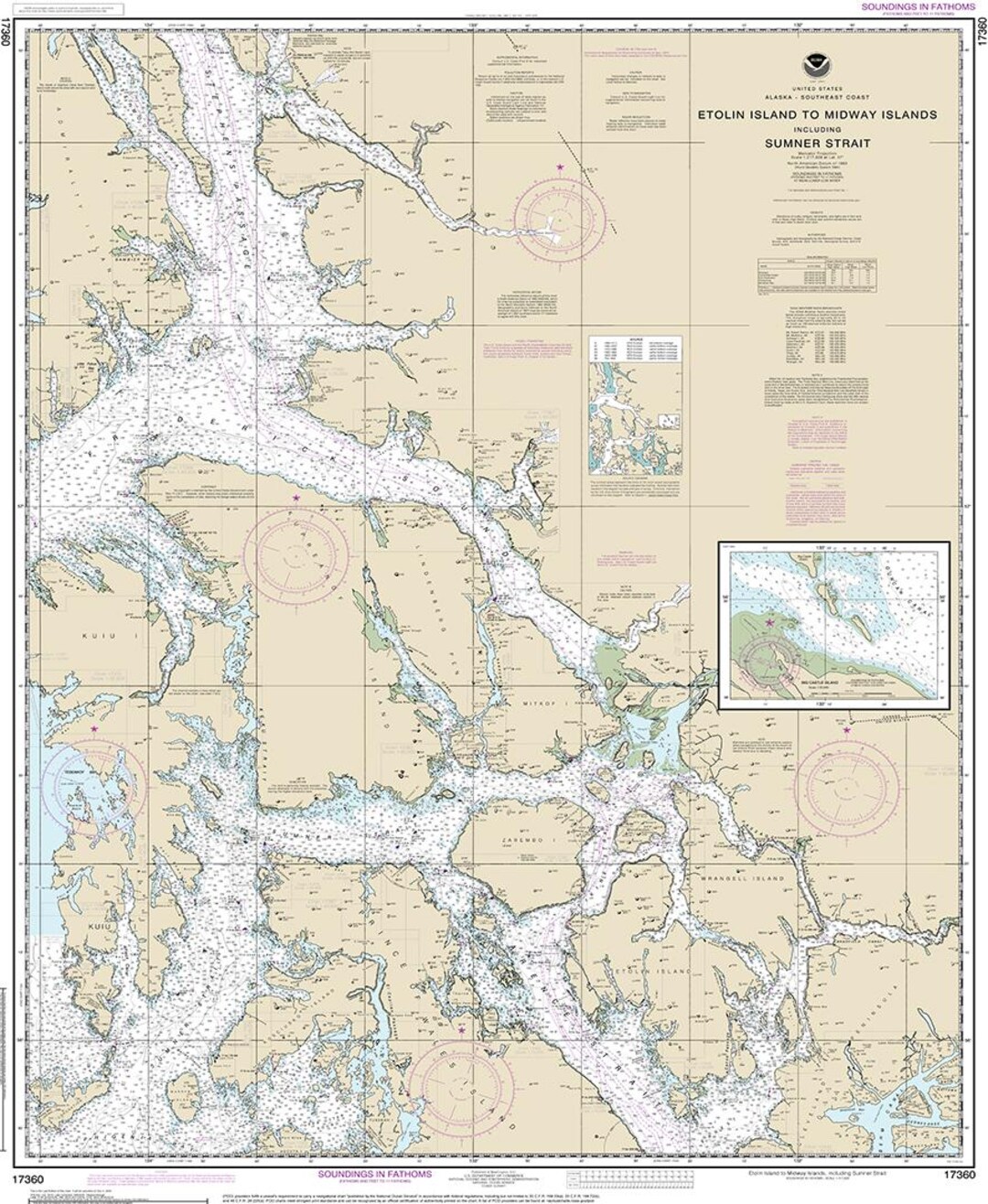NOAA Nautical Charts of Etolin Island to Midway Island Including Sumner ...
