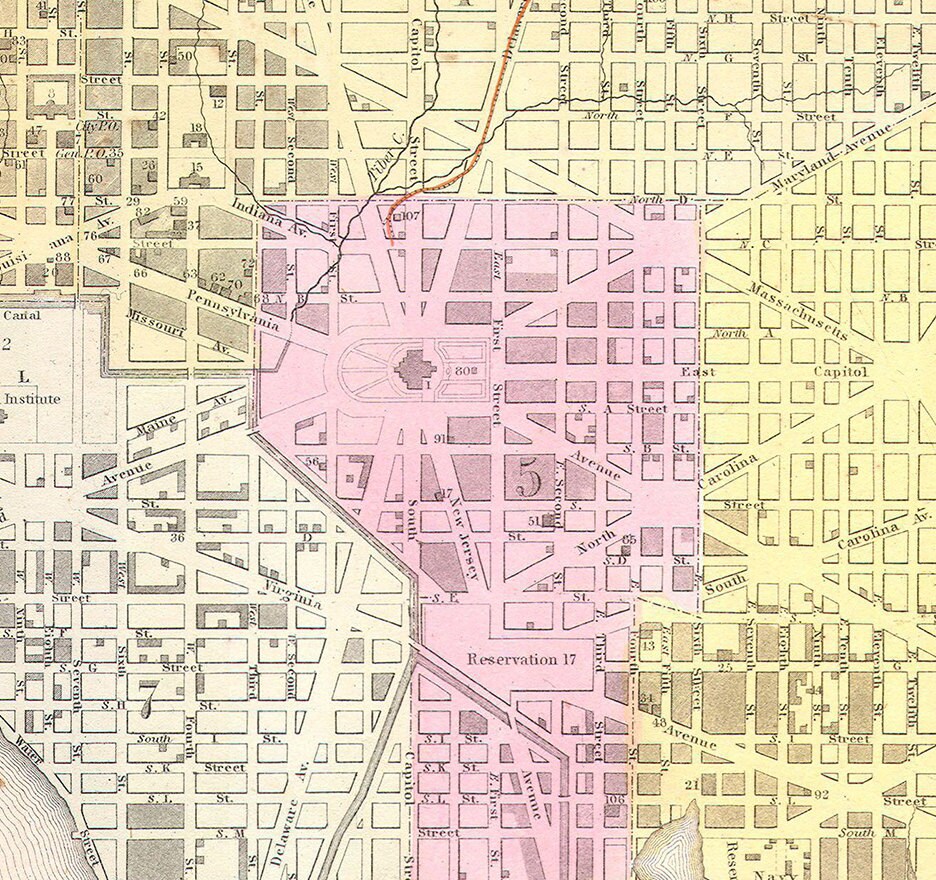 Map of Washington D.C and Georgetown From Johnson Map. 1850. - Etsy