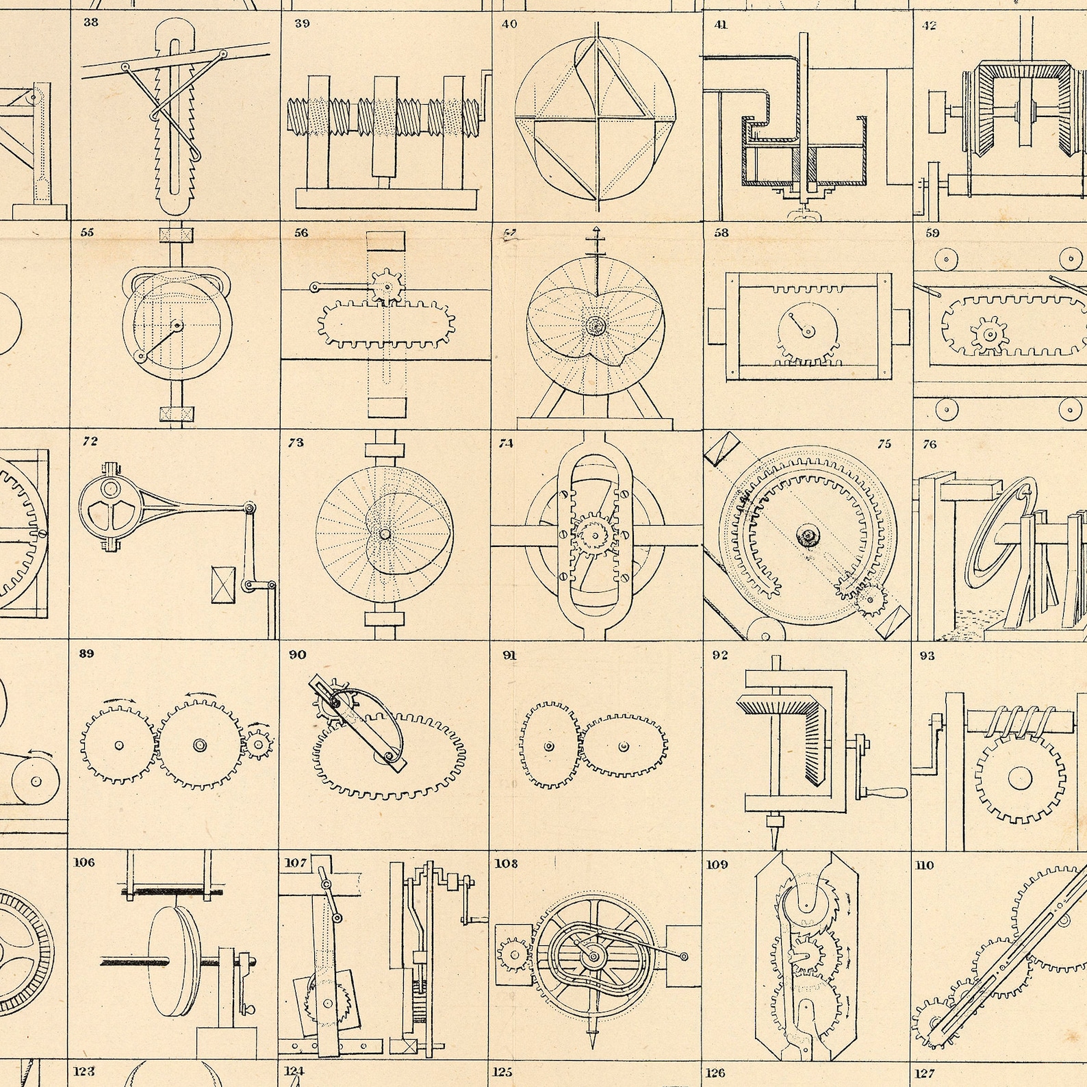 A Chart of 187 Mechanical Movements, 1890. Vintage Reproduction Chart ...