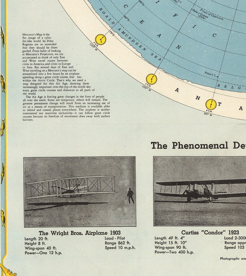 Air Age Map of the World. A Polar Projection Map Print. - Etsy