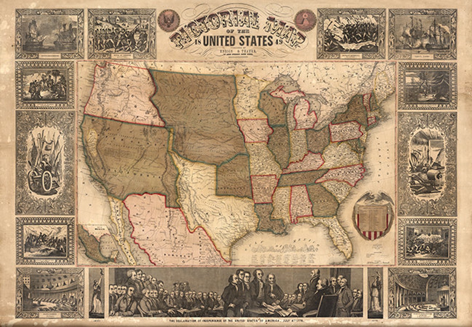 Pictorial Map of the United States, 1849. Atwood, J.M.; Ensign & Thayer ...