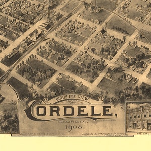 Map of Cordele, Georgia, Ga., Crisp County. 1908. Vintage Restoration ...