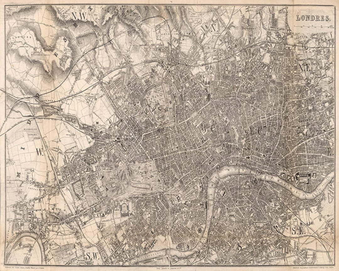 Map of London, 1823. Vintage Reproduction Deco Style Map - Etsy