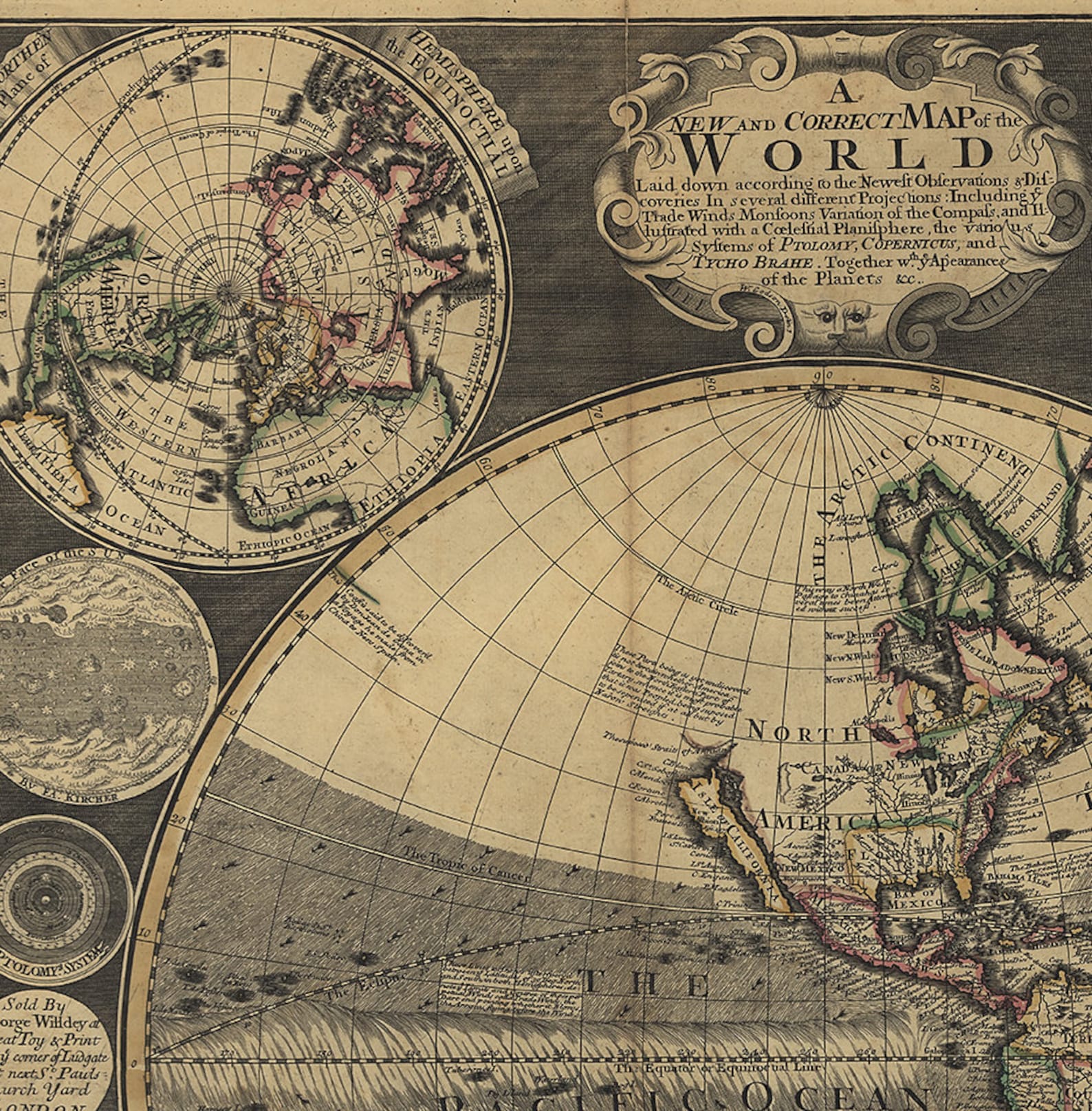 World Map of 1709 by Herman Moll. Restoration Hardware Home - Etsy