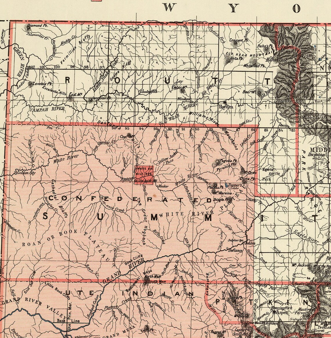 Map of Colorado 1881. Vintage Restoration Hardware Home Deco - Etsy