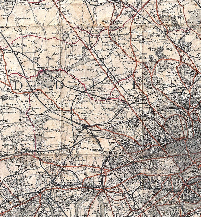 Historic London Map England U.K. 1900s. Restoration Hardware | Etsy
