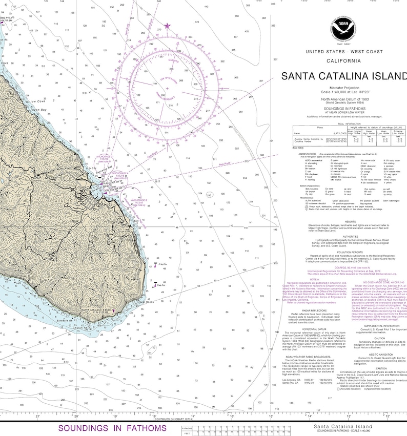 Santa Catalina Island California Nautical Wall Art Reproduction NOAA ...