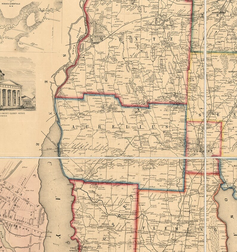 Map of Cayuga County, New York, NY, 1853 Restoration Hardware Home Deco ...