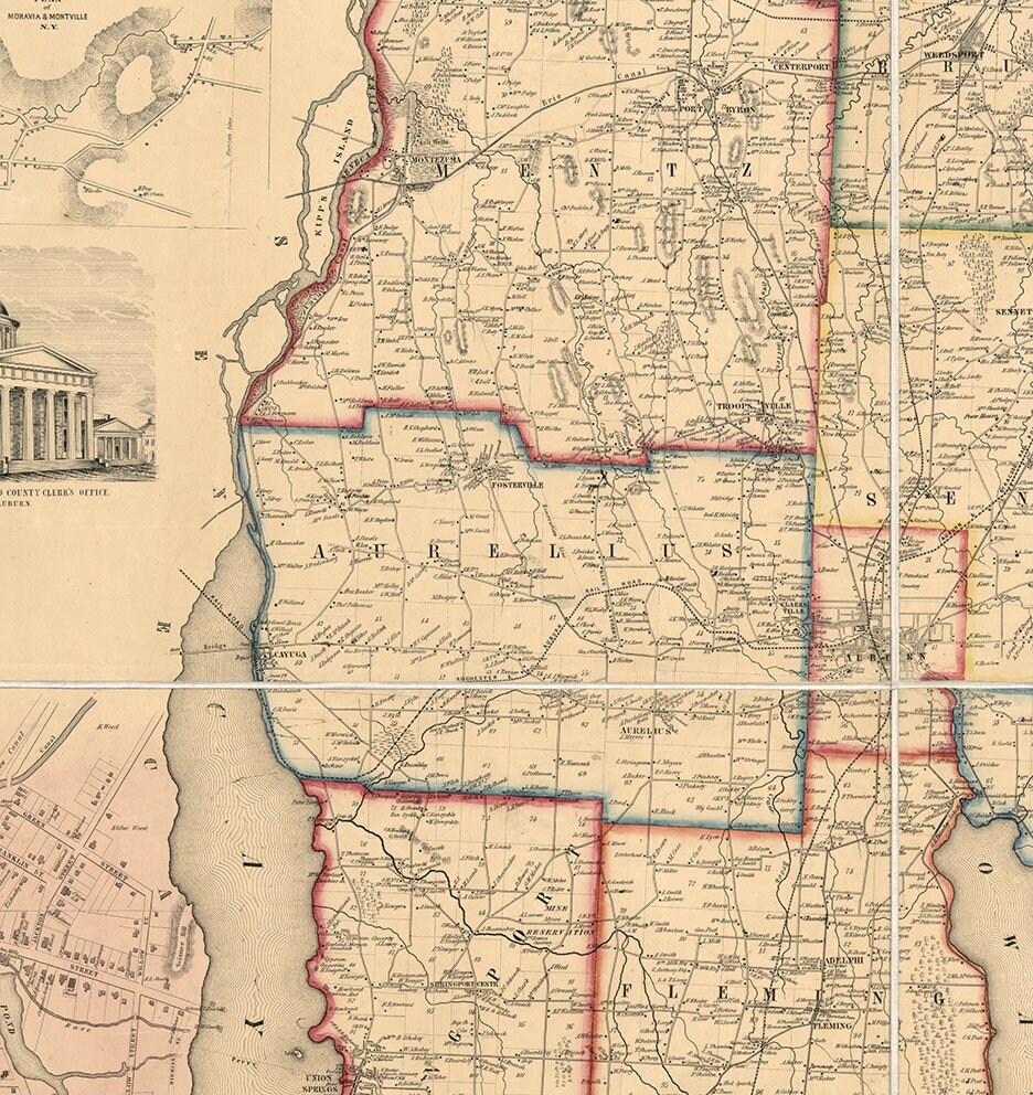 Map of Cayuga County New York NY 1853 Restoration Hardware - Etsy