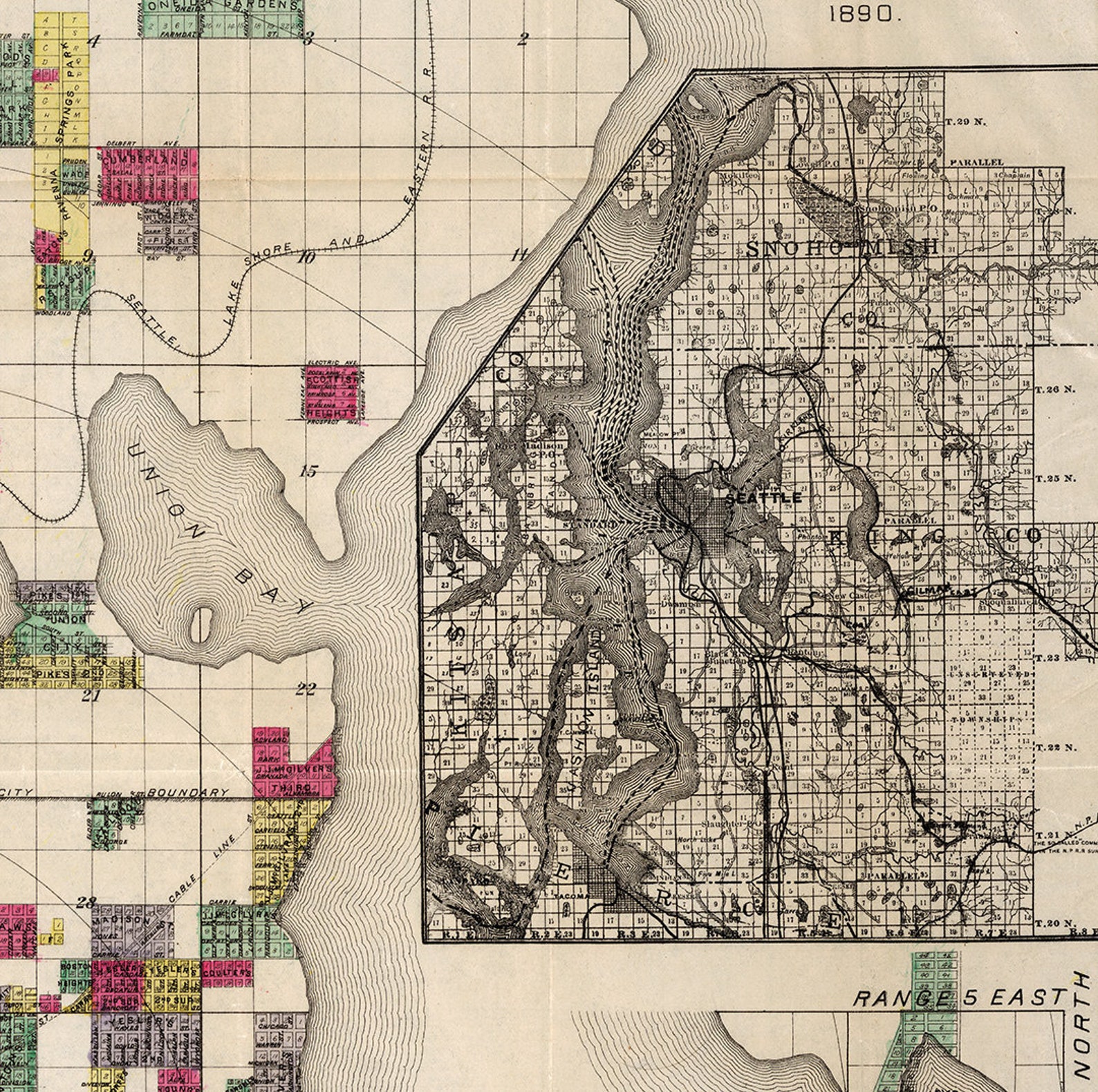 Guide Map of Seattle Washington WA 1890. Restoration - Etsy