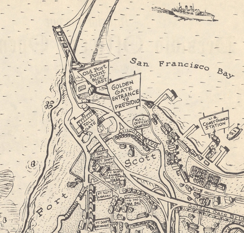 Map of Presidio of San Francisco. Home Decor Map Reproduction - Etsy