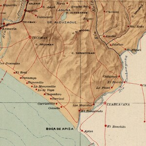 Map of Colima, Mexico, 1922. Vintage Restoration Hardware Home Deco ...