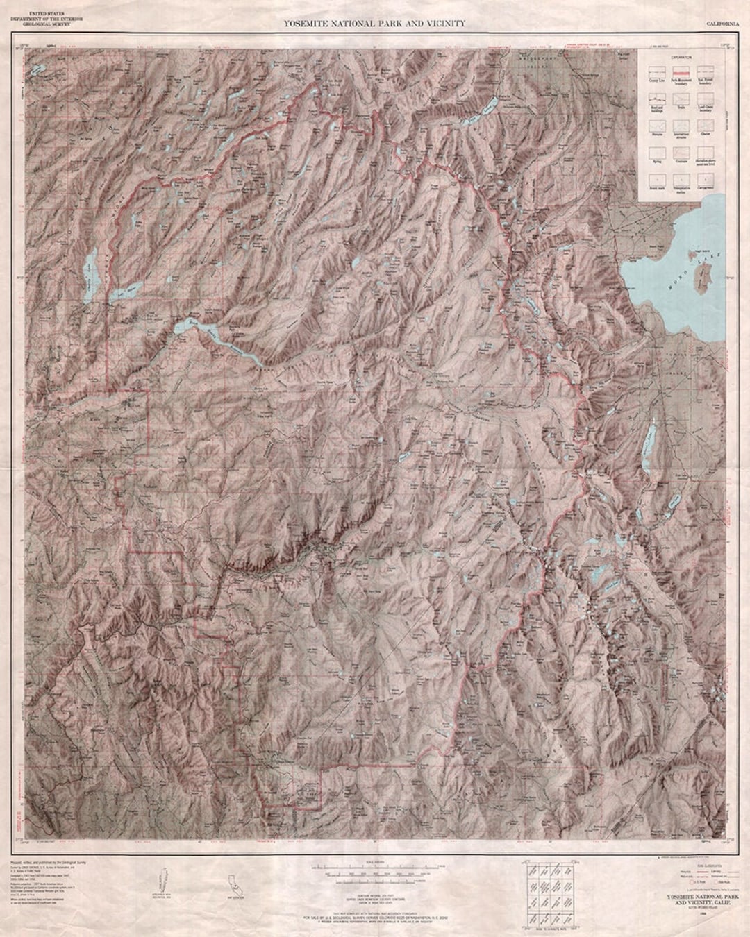 Geological Survey of Yosemite National Park, California. 1963 Vintage ...