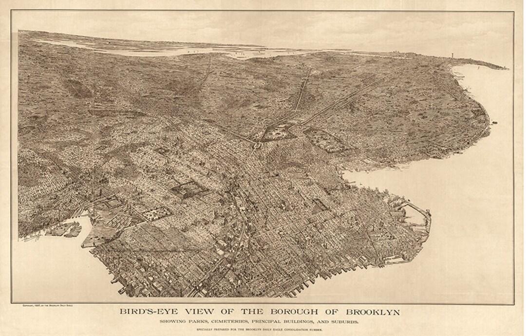 The City of Brooklyn, New York Showing Parks, Cemeteries, Principal ...