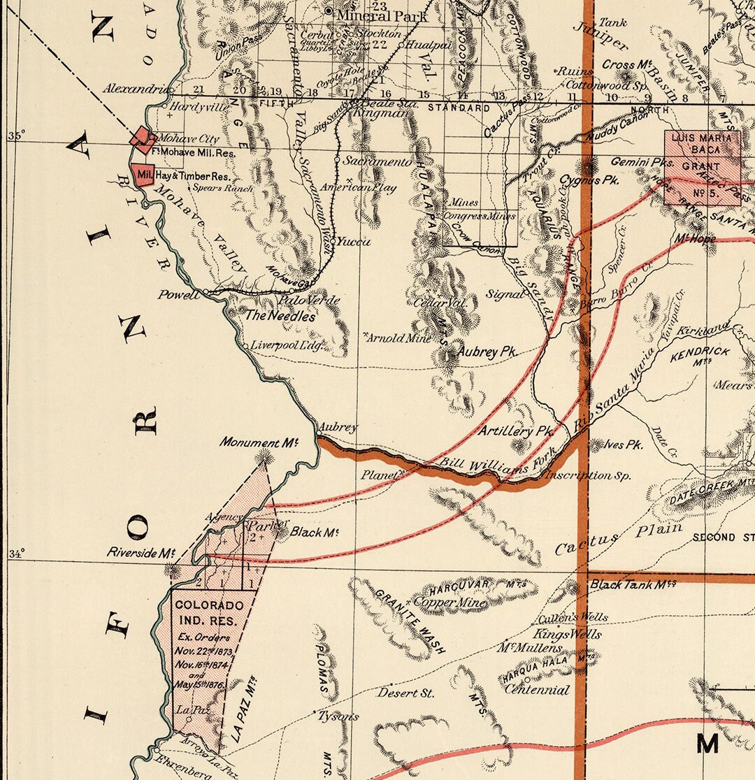 Map of Territory of Arizona 1883. Vintage Home Deco Style Old | Etsy